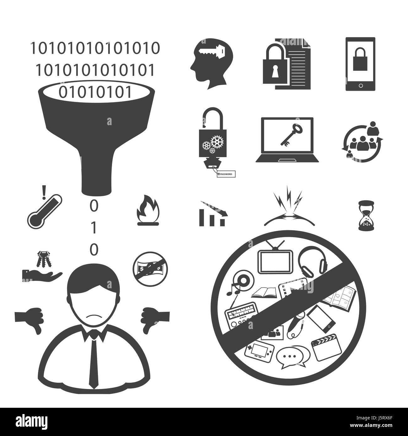 Big Data icons set, User and Customer unsatisfied Stock Vector Image ...