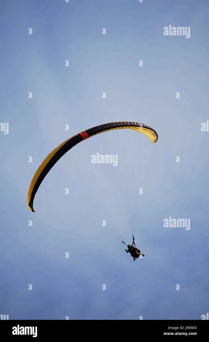 blue pilot glide firmament sky red fly flies flys flying yellow ...