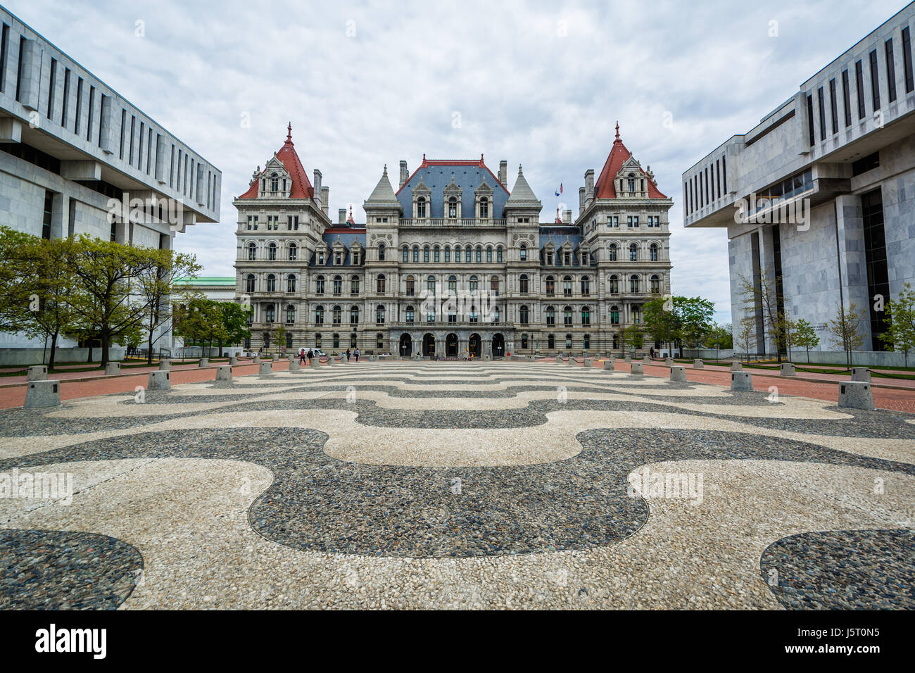 The New York State Capitol and buildings at Empire State Plaza, in ...