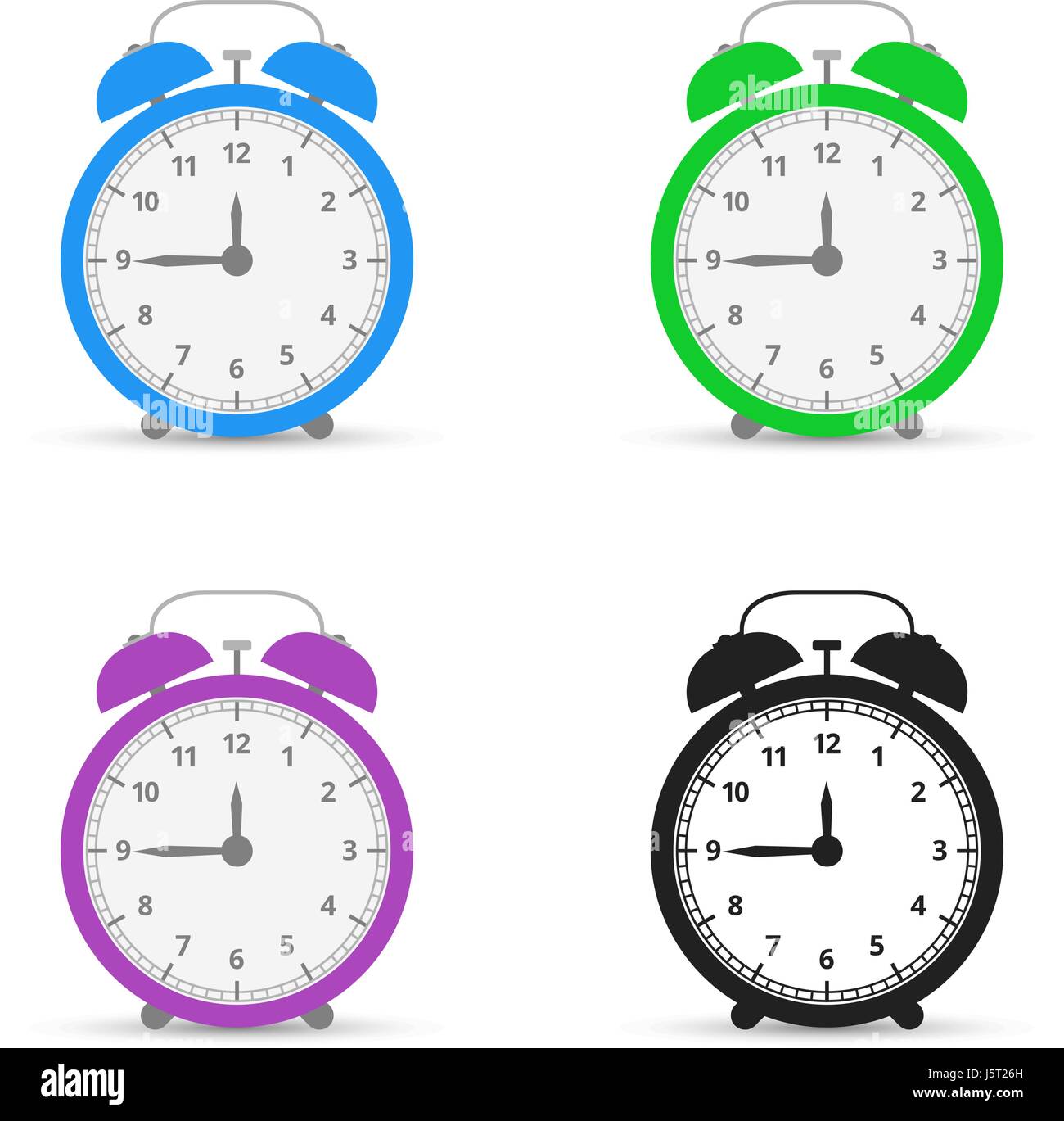 Flat cartoon clock time Cut Out Stock Images & Pictures - Alamy