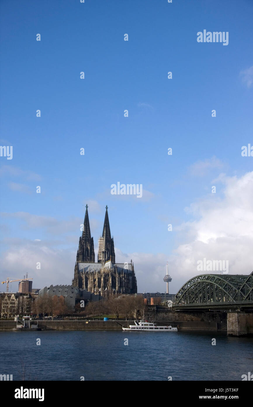 church cologne cathedral bridge rhine steeples belief church work of ...