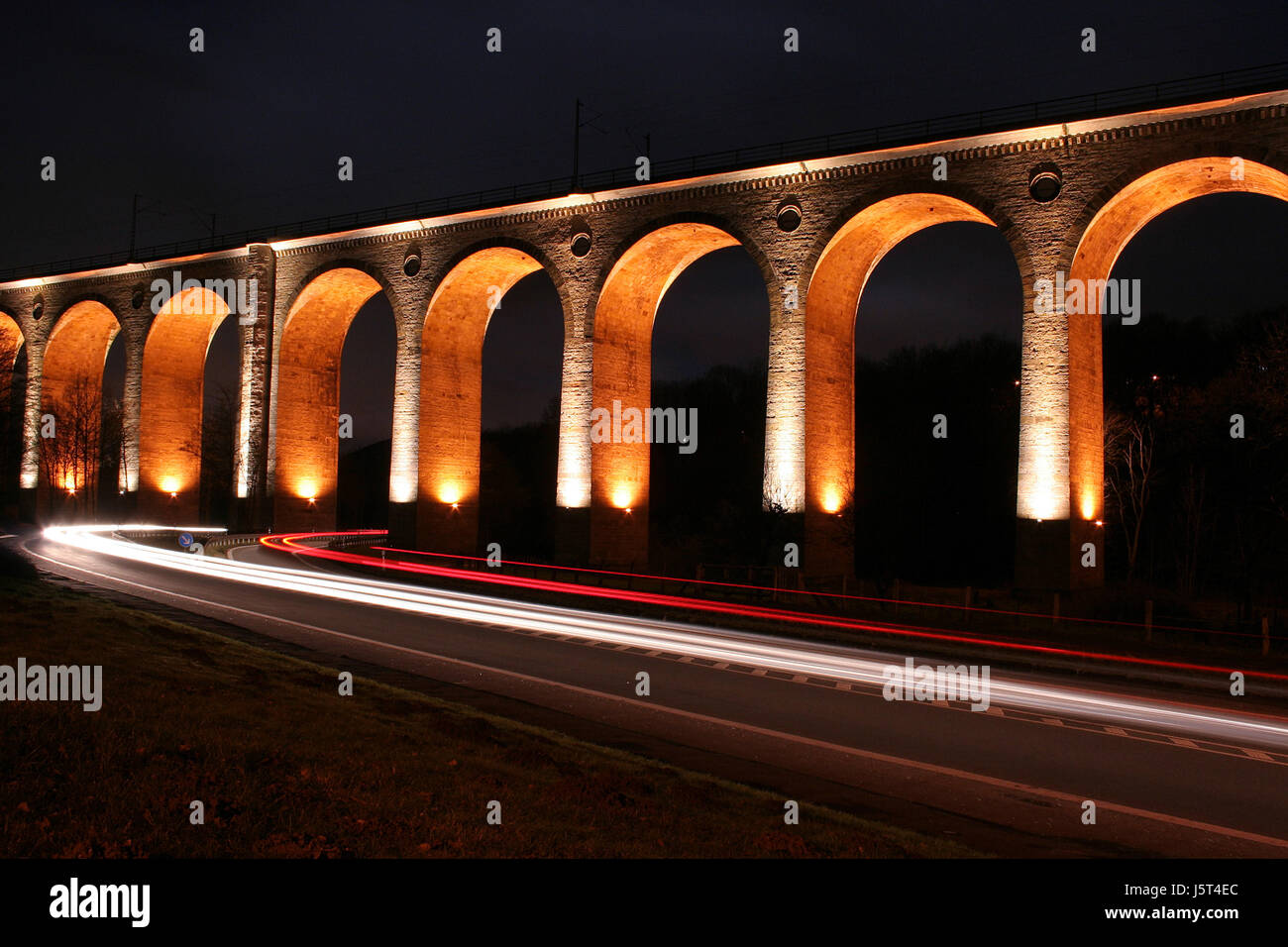 bridge night photograph aqueduct conduit viaduct drawbridge railway ...