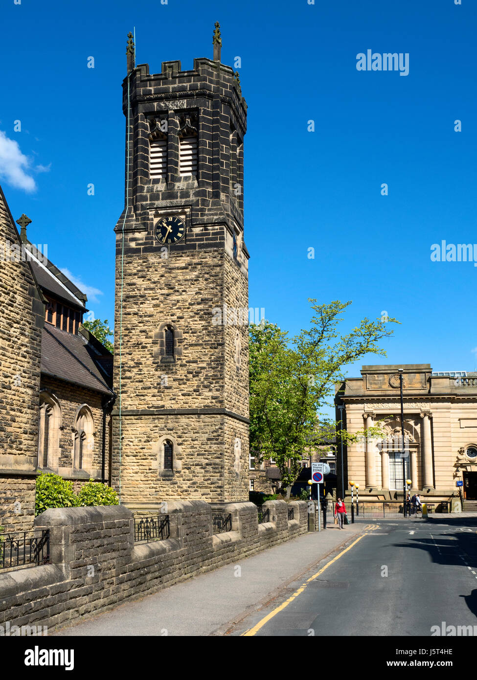 St Pauls United Reformed Church and Carnegie Library Building in Spring ...