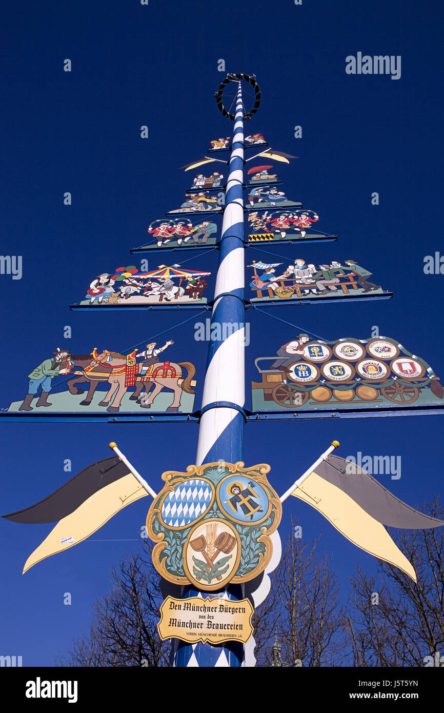 munich May emblem wooden pool maypole culture bavaria spring germany ...