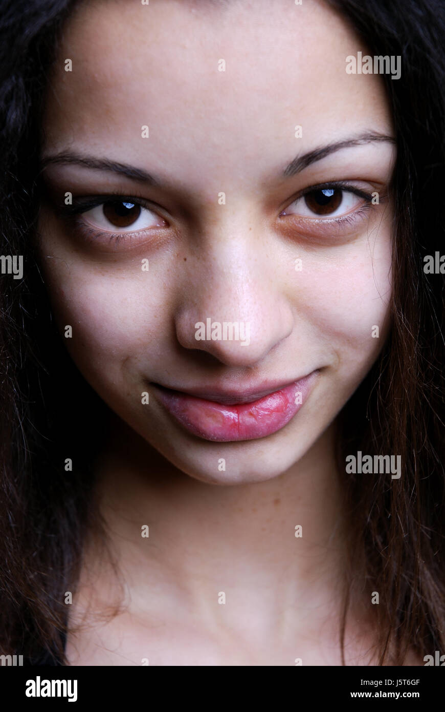 woman portrait teenager dark-haired young younger studio photography ...