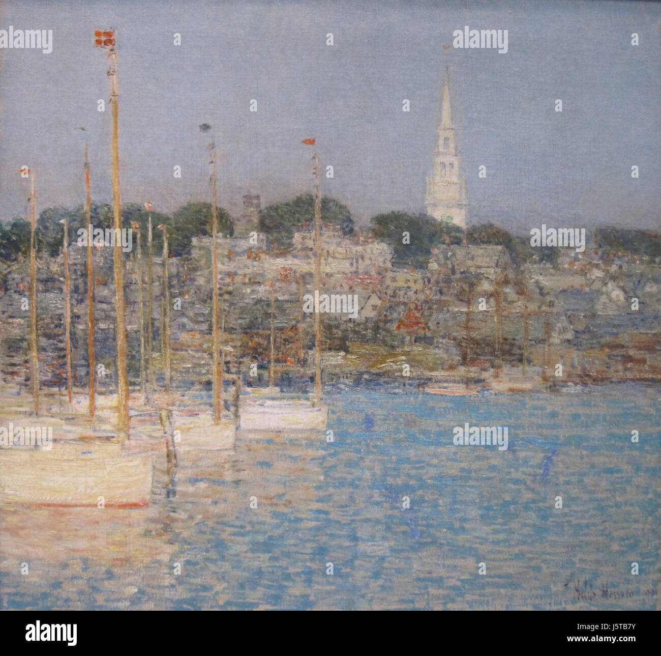 Childe Hassam's 1901 painting 'Cat Boats, Newport' captures a serene ...