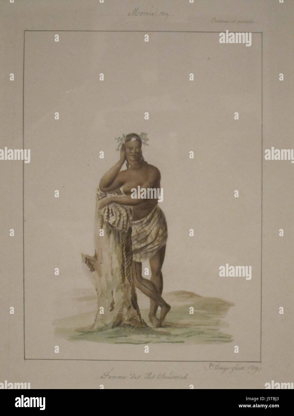 'Woman of the Sandwich Islands', watercolor by Jacques Arago, Honolulu ...