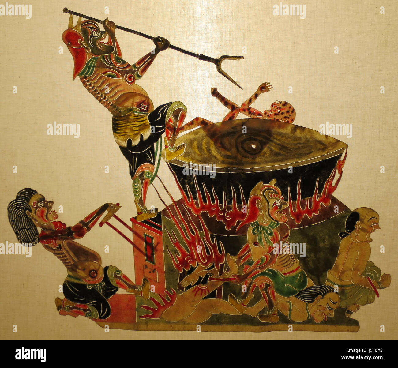 'Boiling Oil Hell', shadow puppet from Shaanxi Province, 19th century ...