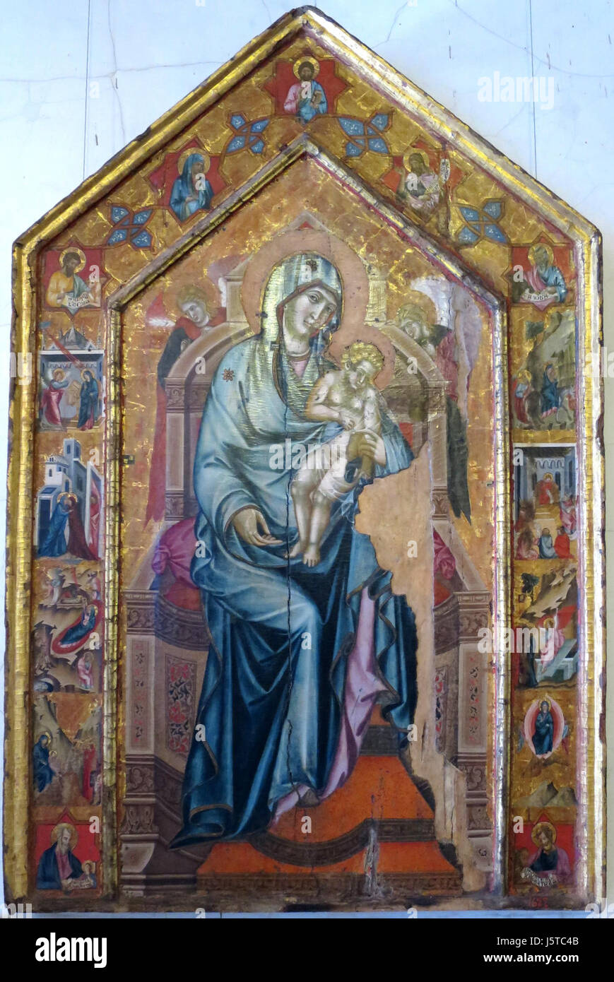 'Madonna and Child Enthroned' is a 14th-century painting by an unknown Siena artist, depicting ...