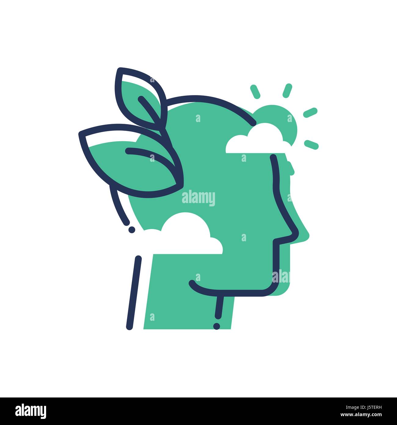 Green Mind - modern vector single line icon Stock Vector Image & Art ...