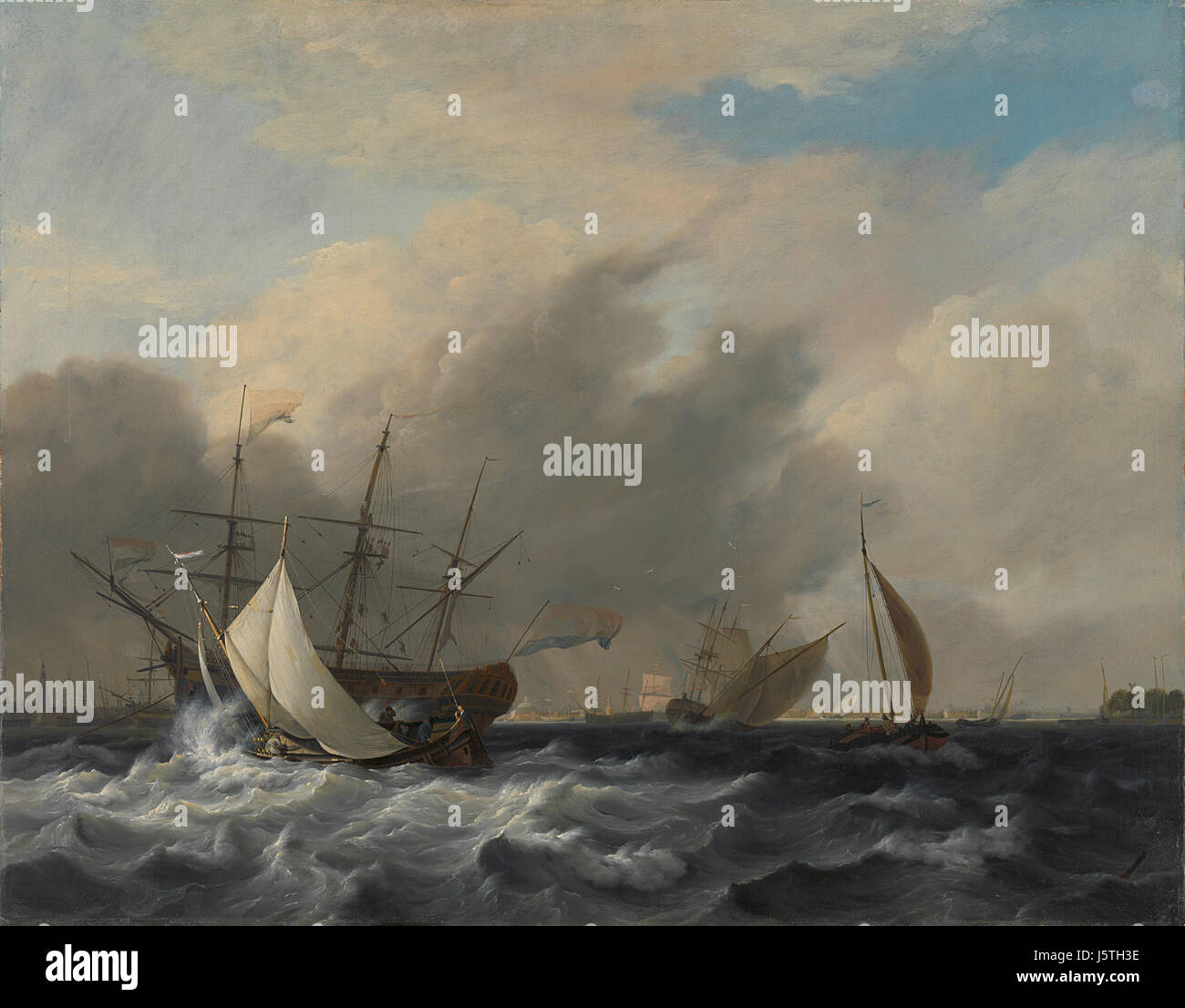 This artwork depicts the Dutch warship 'Amsterdam' during the 17th ...