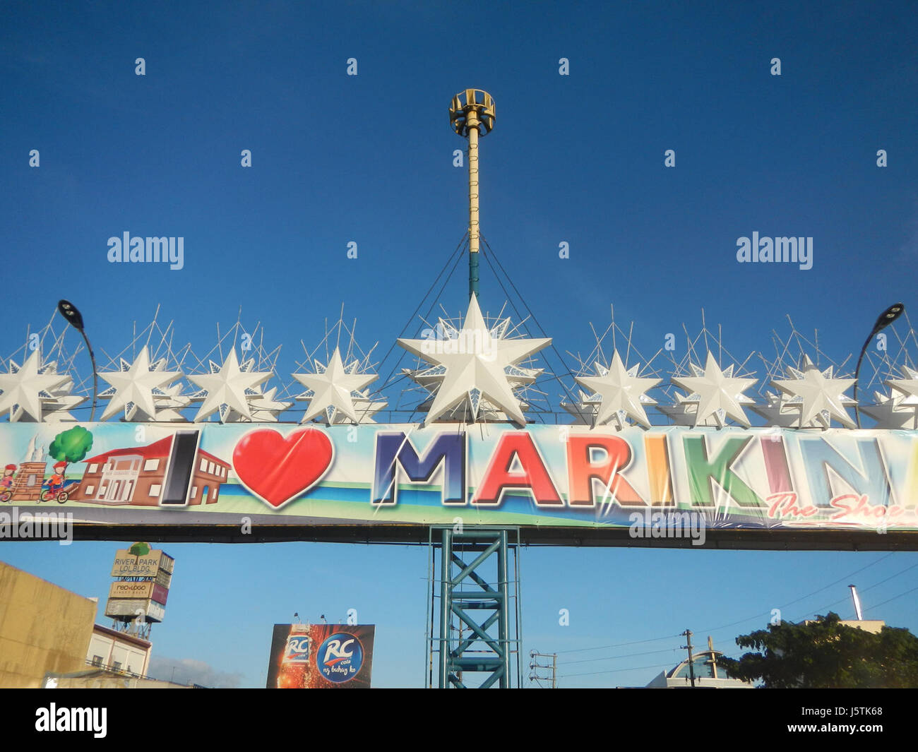The Marikina Bridge spans the Marikina River in Metro Manila ...
