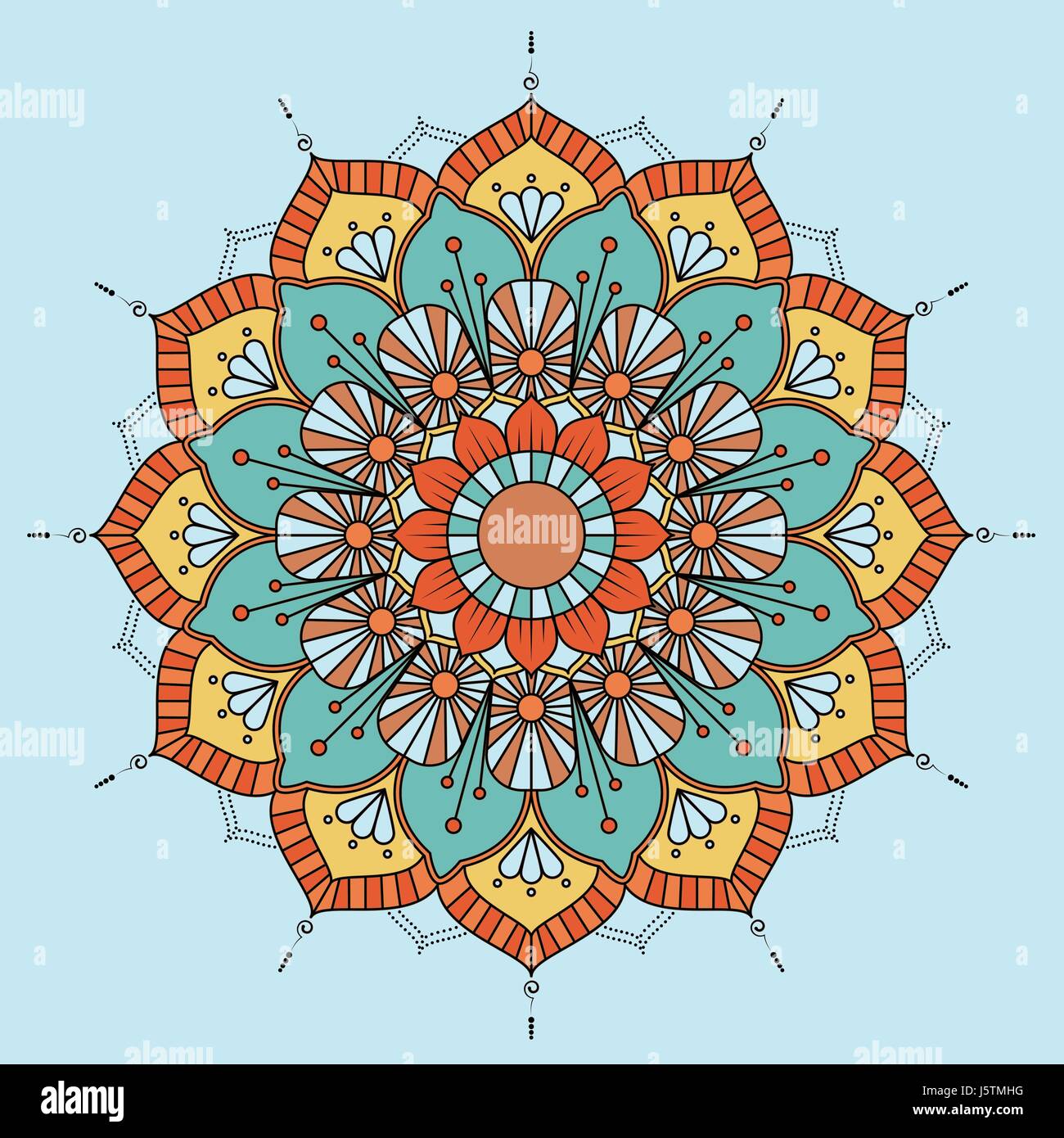 Vintage colorful Mandala with floral ornament. Boho style background ...