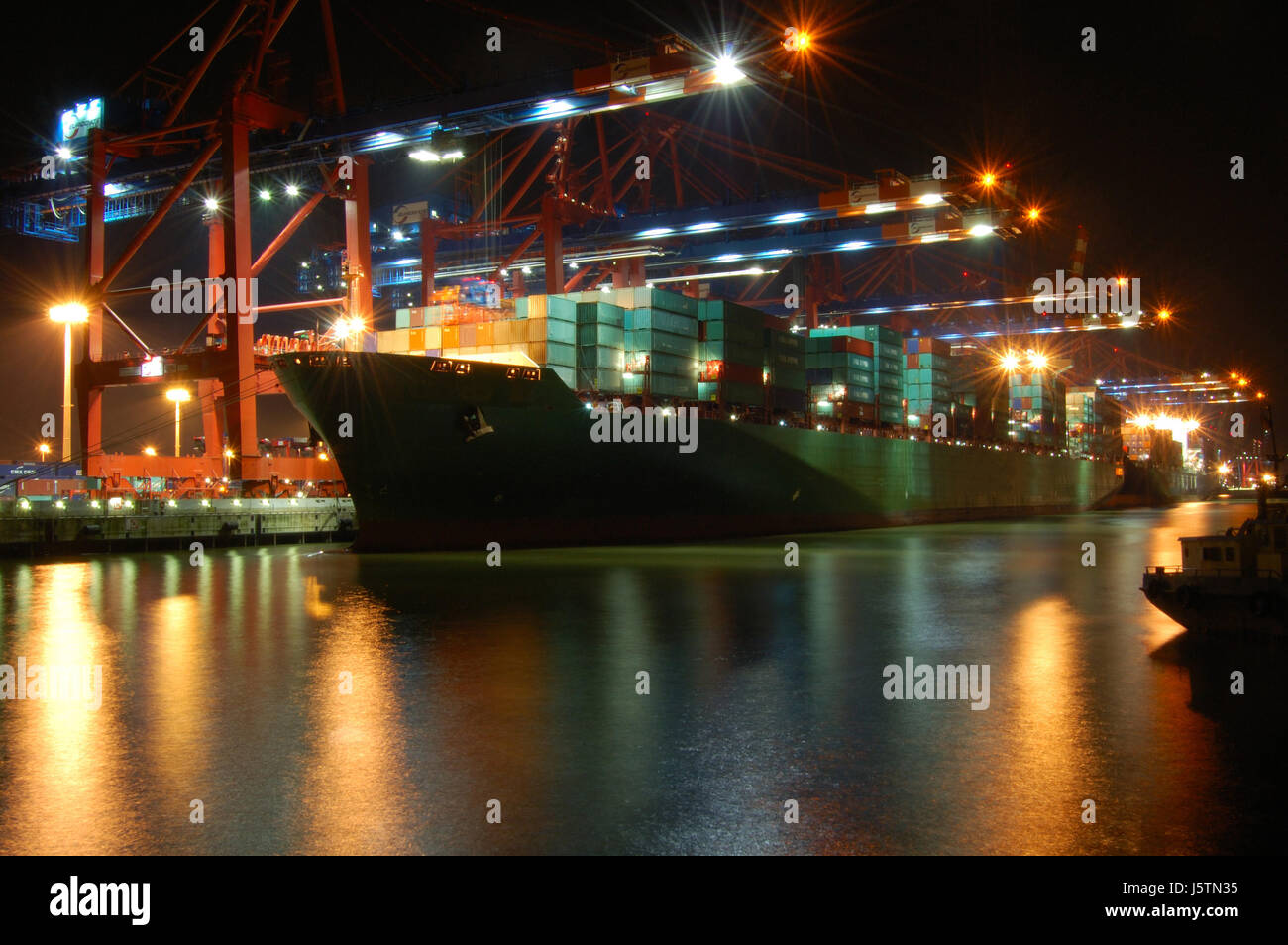 container ship navigation harbor transport hamburg harbours elbe ...