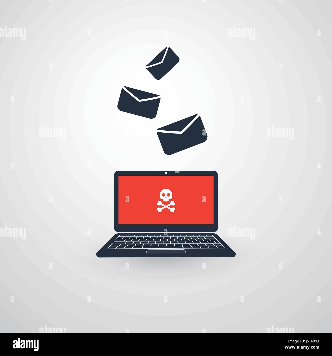 Laptop and Envelopes - Malware Infection by E-mail - Virus, Backdoor ...