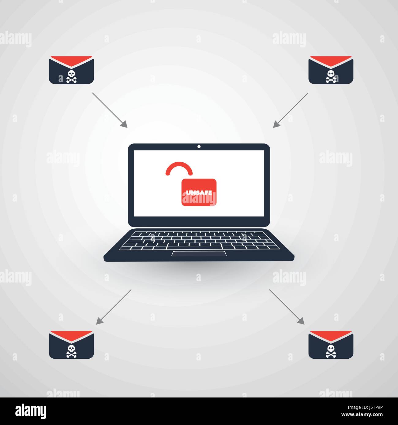 Laptop, Padlock and Envelope - Malware Infection by E-mail - Virus ...