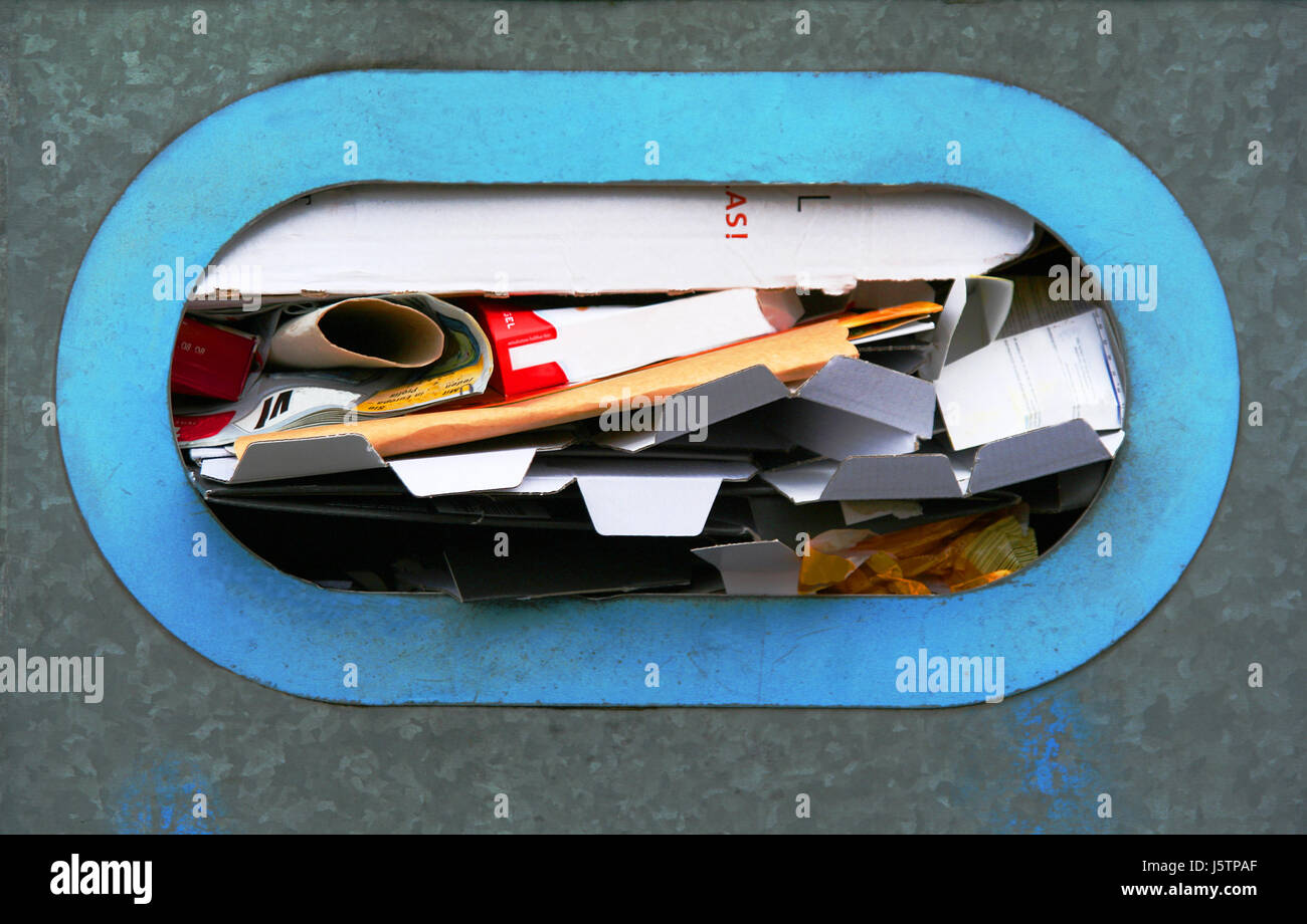 raw material disposal recycling waste paper container containers Stock ...