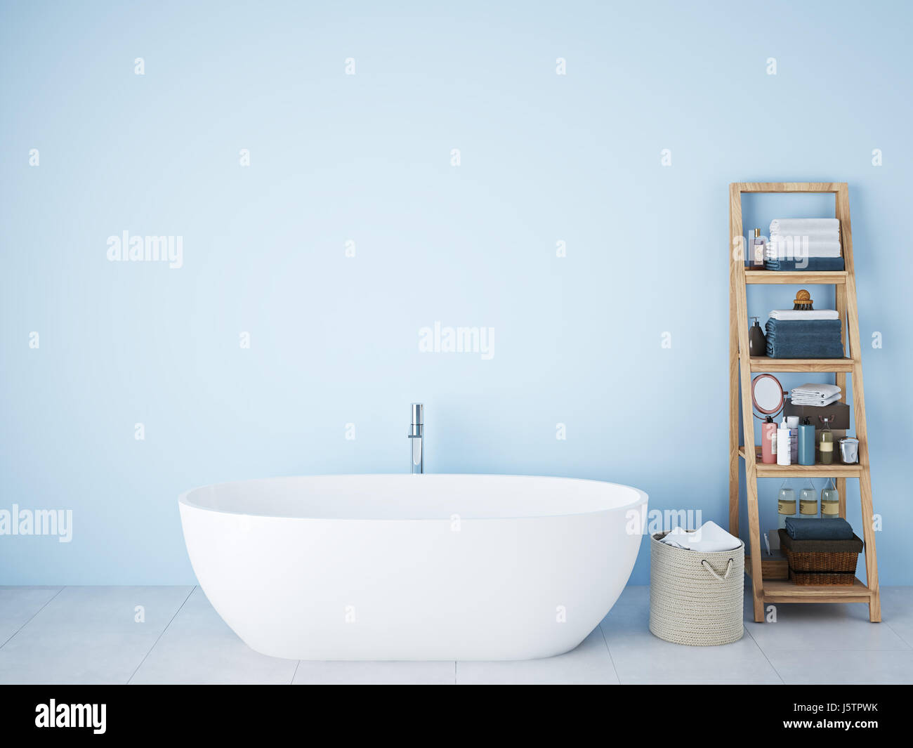blue spa bathroom. 3d rendering Stock Photo - Alamy