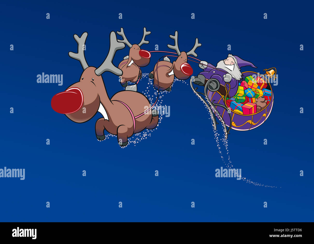 Santa claus with sleigh and reindeer hi-res stock photography and ...