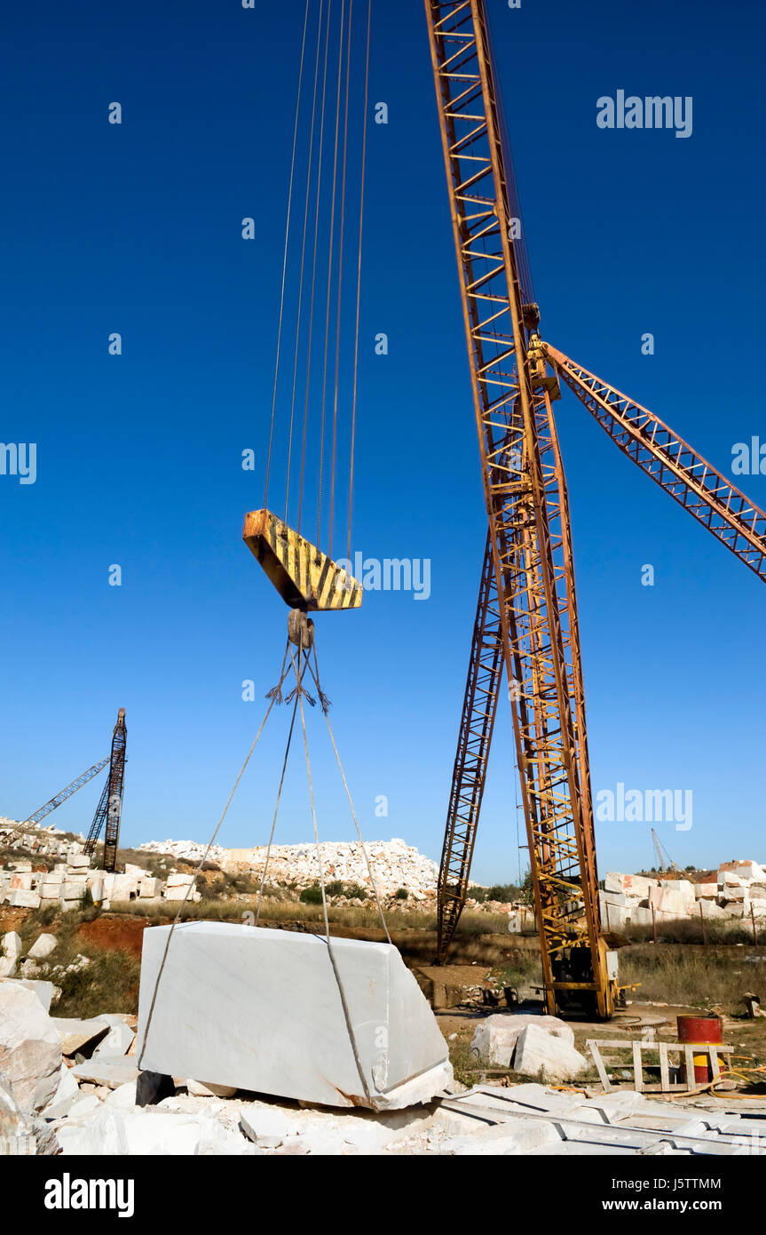 stone marble quarry block extraction mining natural crane portugal ...