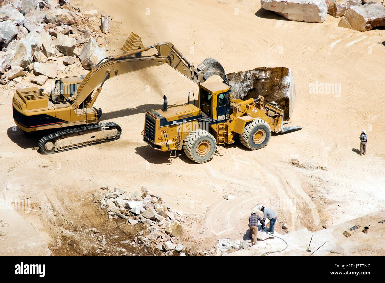 stone marble quarry tractor geology bulldozer workers laborer worker ...