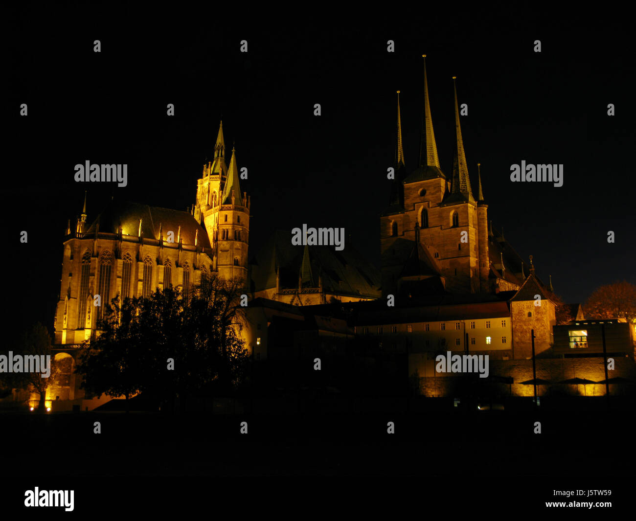 church cathedral lighted coloured faiths thuringia provincial capital ...