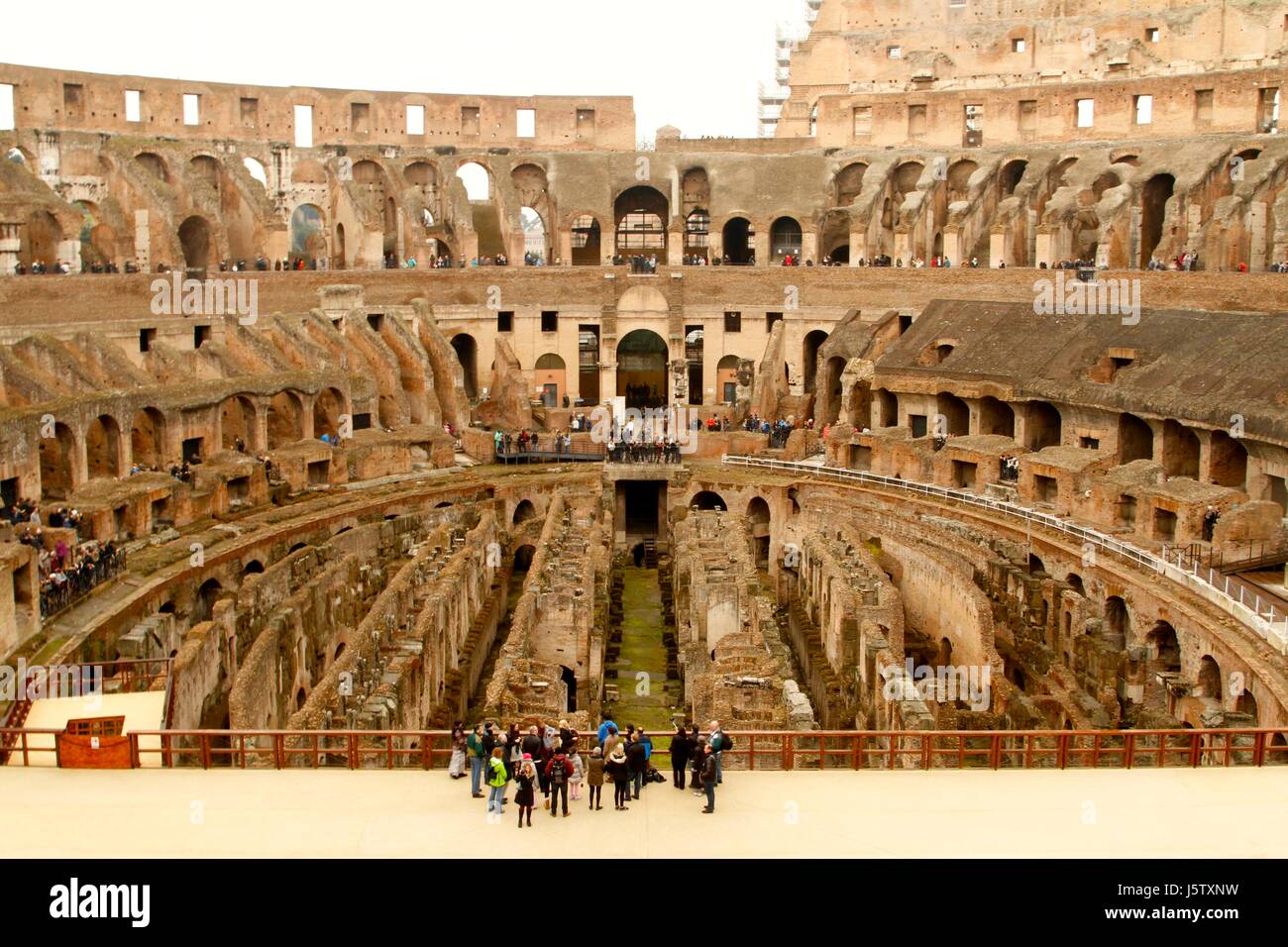 Tour group on the viewing platform in the world renowned Colosseum ...