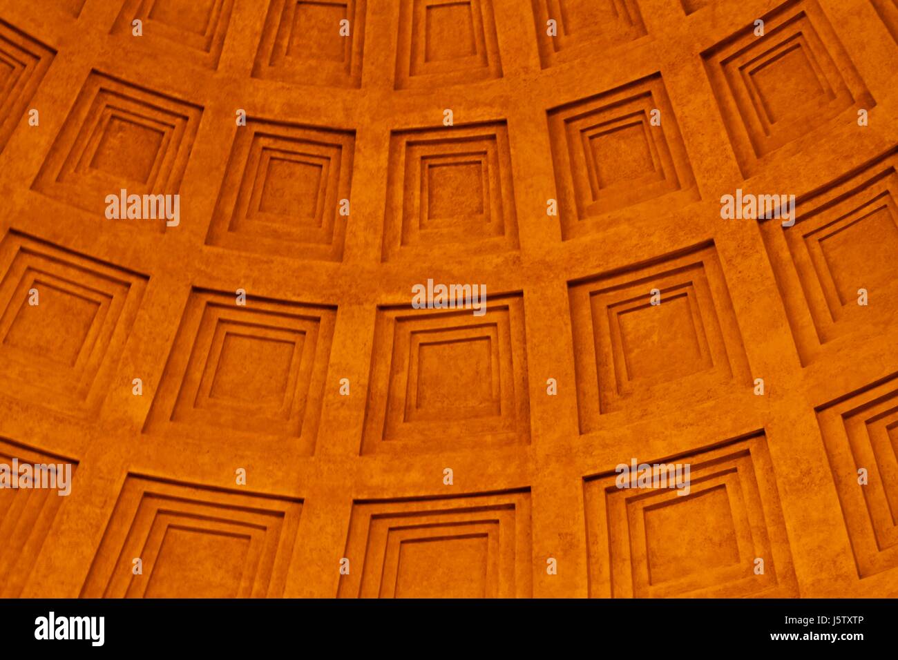 Details of the concrete dome and oculus of the Pantheon, Rome, Italy ...