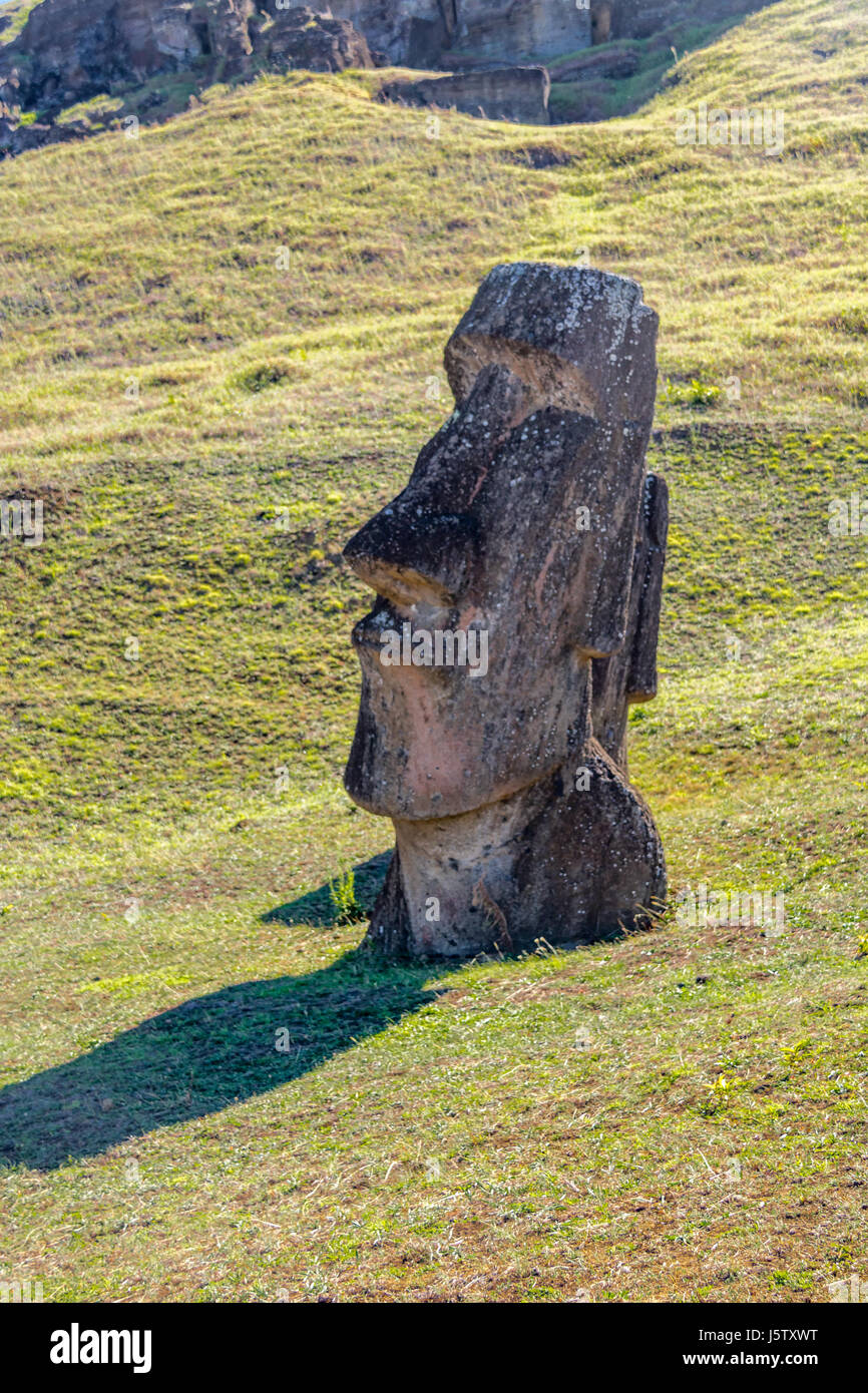 Moai Statues of Rano Raraku Volcano Quarry - Easter Island, Chile Stock ...