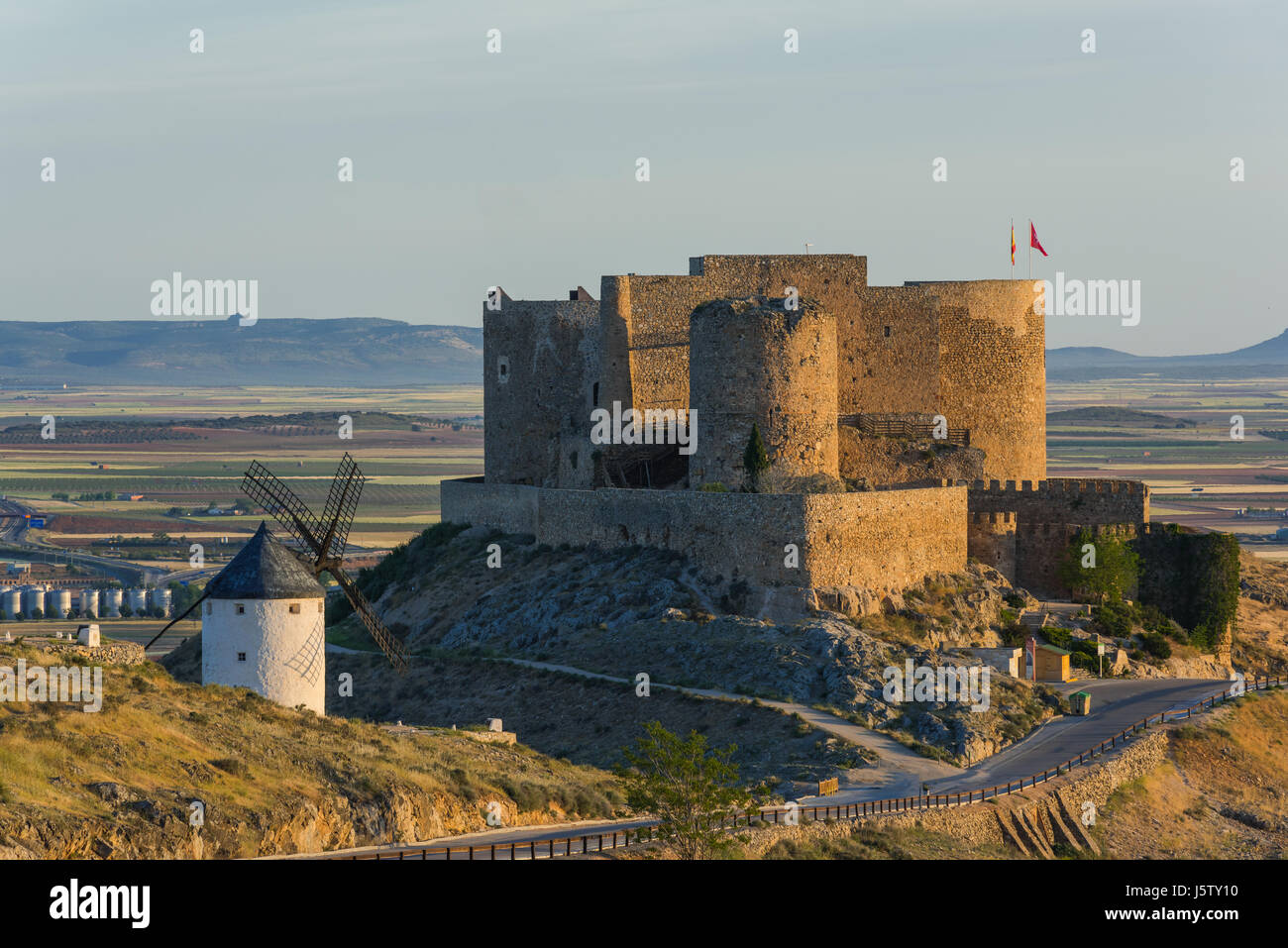 Castle in Consuegra on hill top, Castila La Mancha,Spain Stock Photo ...