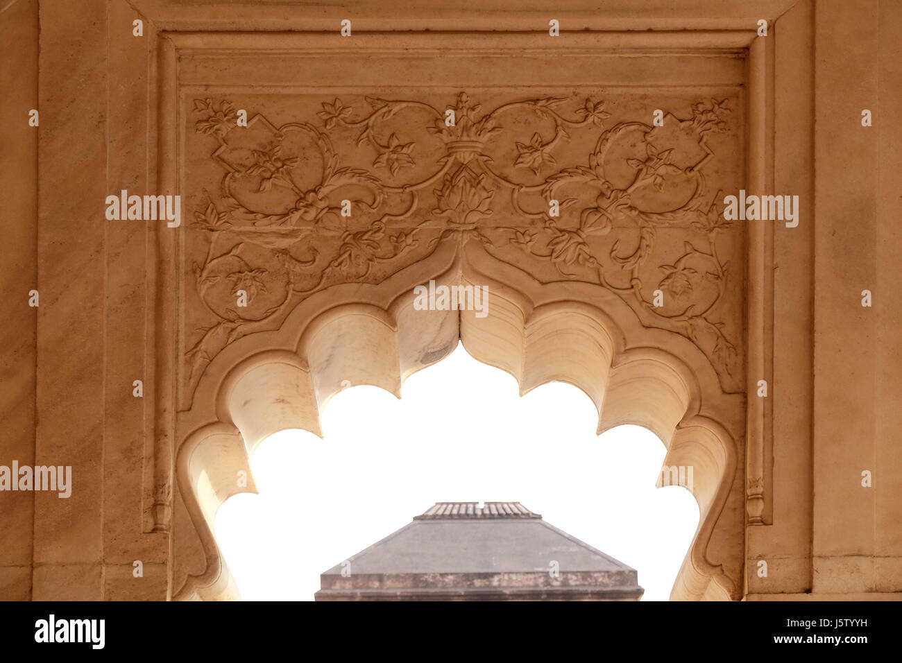 Red Fort stone carving pattern detail in Agra. Uttar Pradesh, India on ...