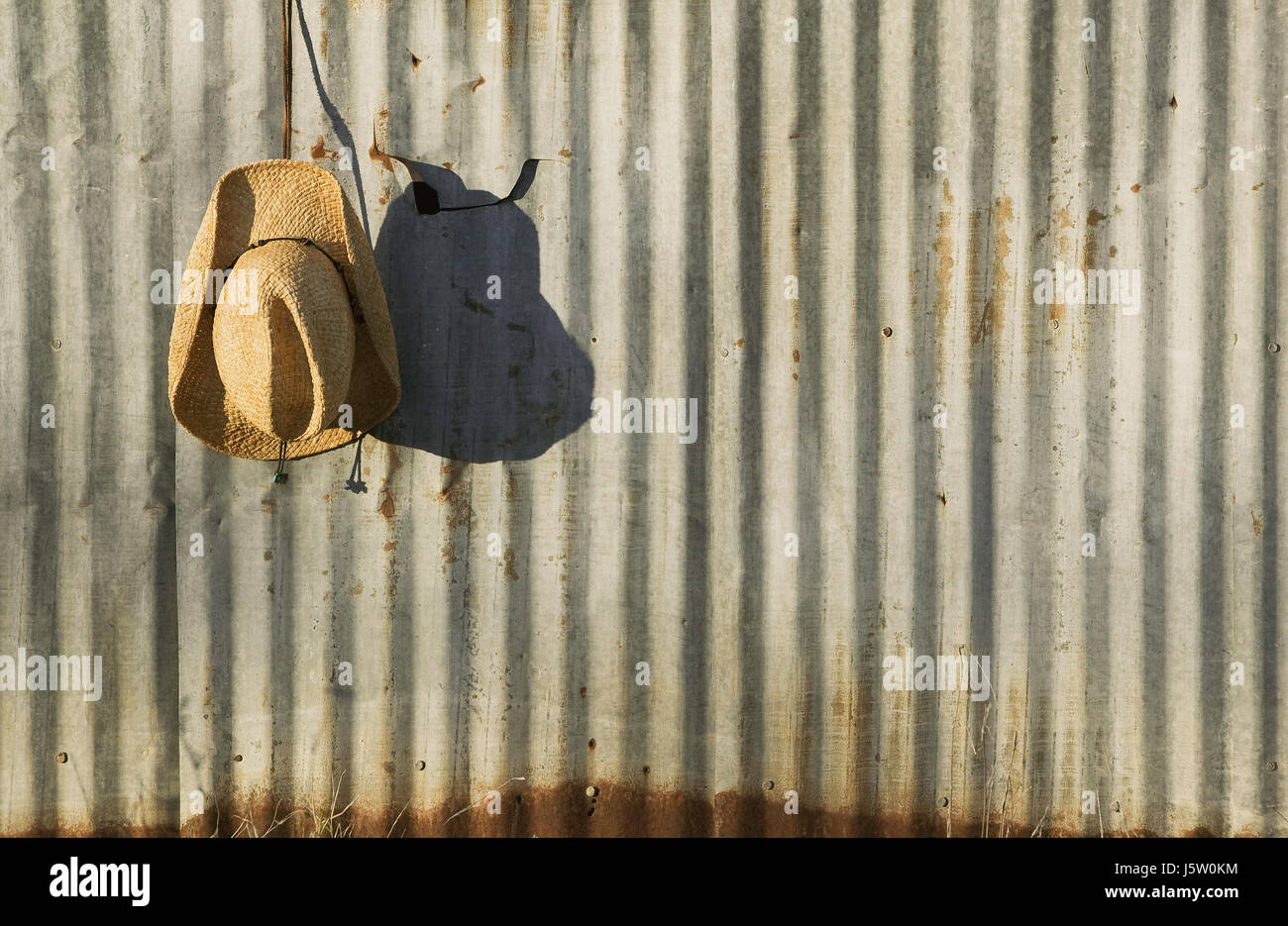 hat metal corrugated cowboy strap brim straw hat metal rusty corrugated ...