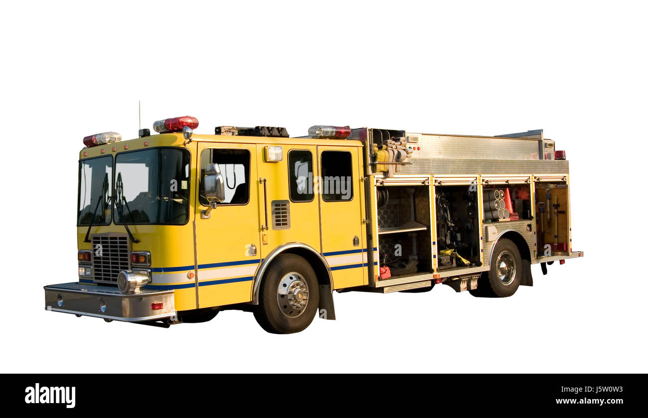 isolated emergency fire fireman battalion truck lorry squad unit ...