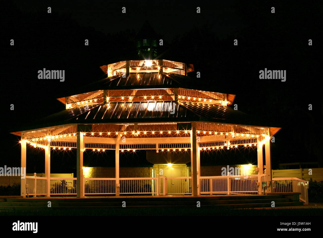 night nighttime pergola stage area porch dark piece section segment ...