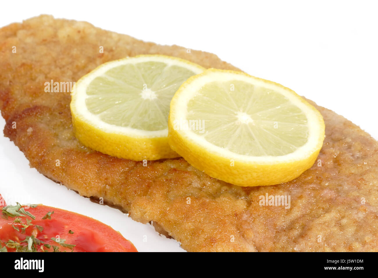 schnitzel pork meat decoration schnitzel served fried breaded lemon ...