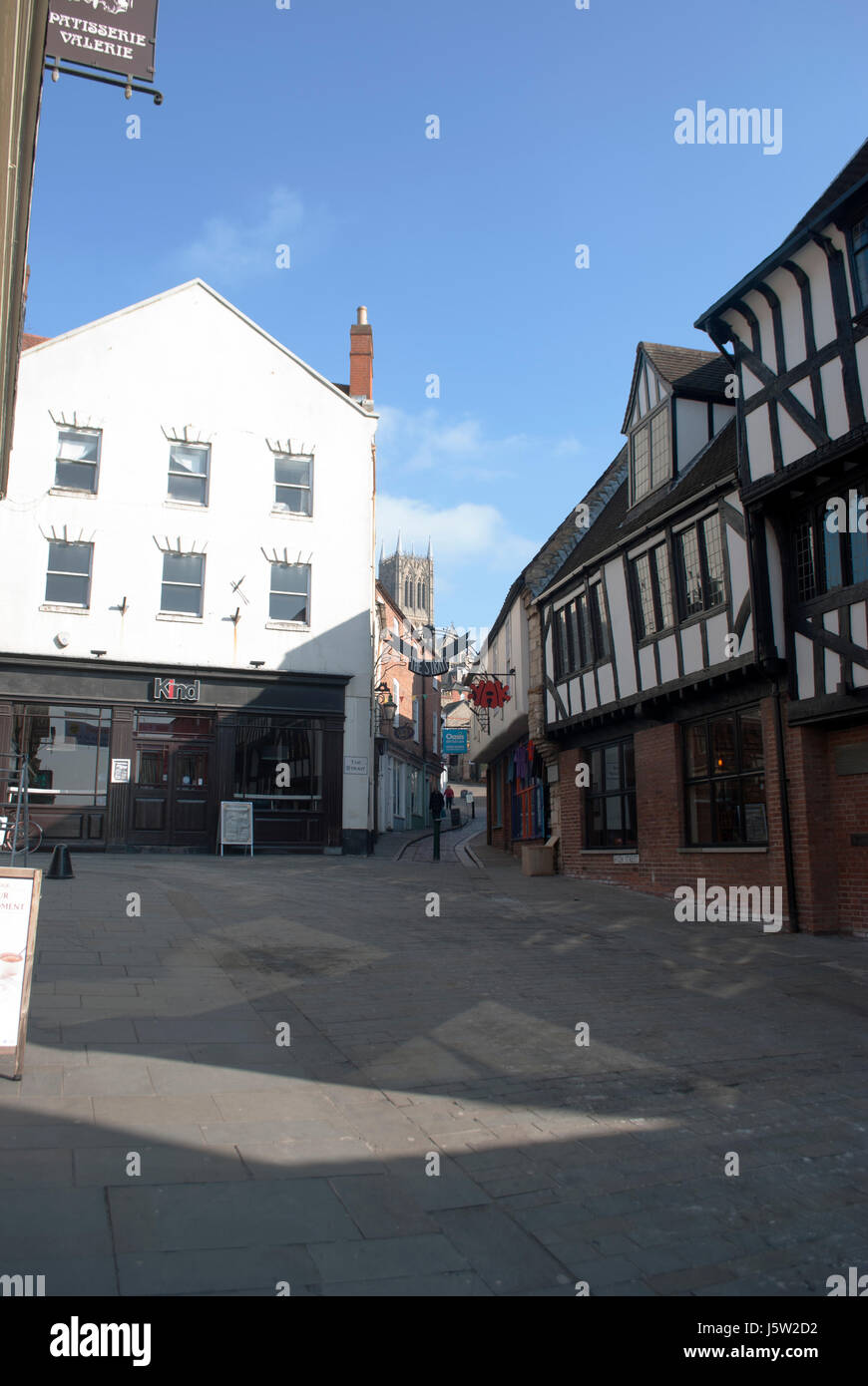 Medieval style buildings at the bottom of steep hill hi-res stock ...