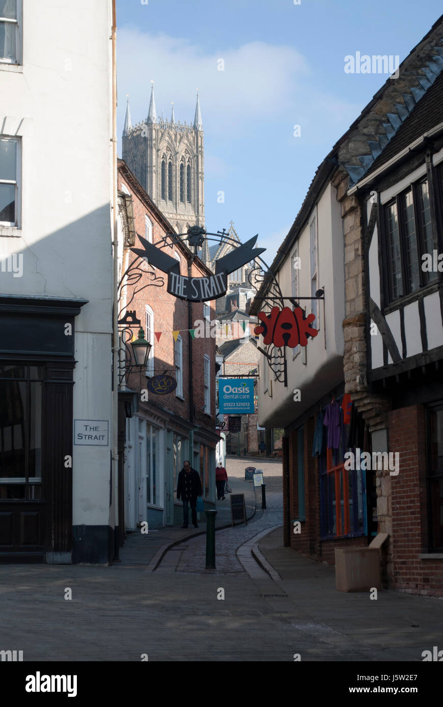 The bottom of steep hill in Lincoln Stock Photo - Alamy