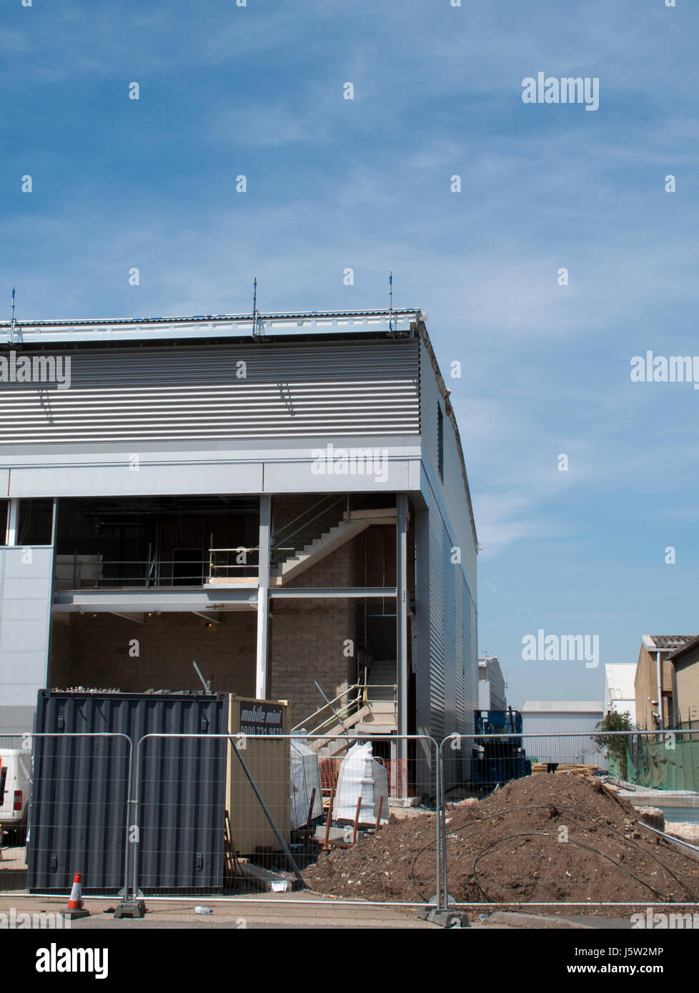construction site, new commercial warehouse and office development ...