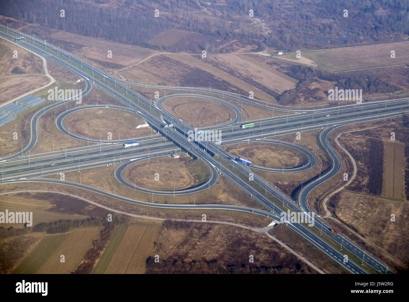 Aerial highway junction hi-res stock photography and images - Alamy