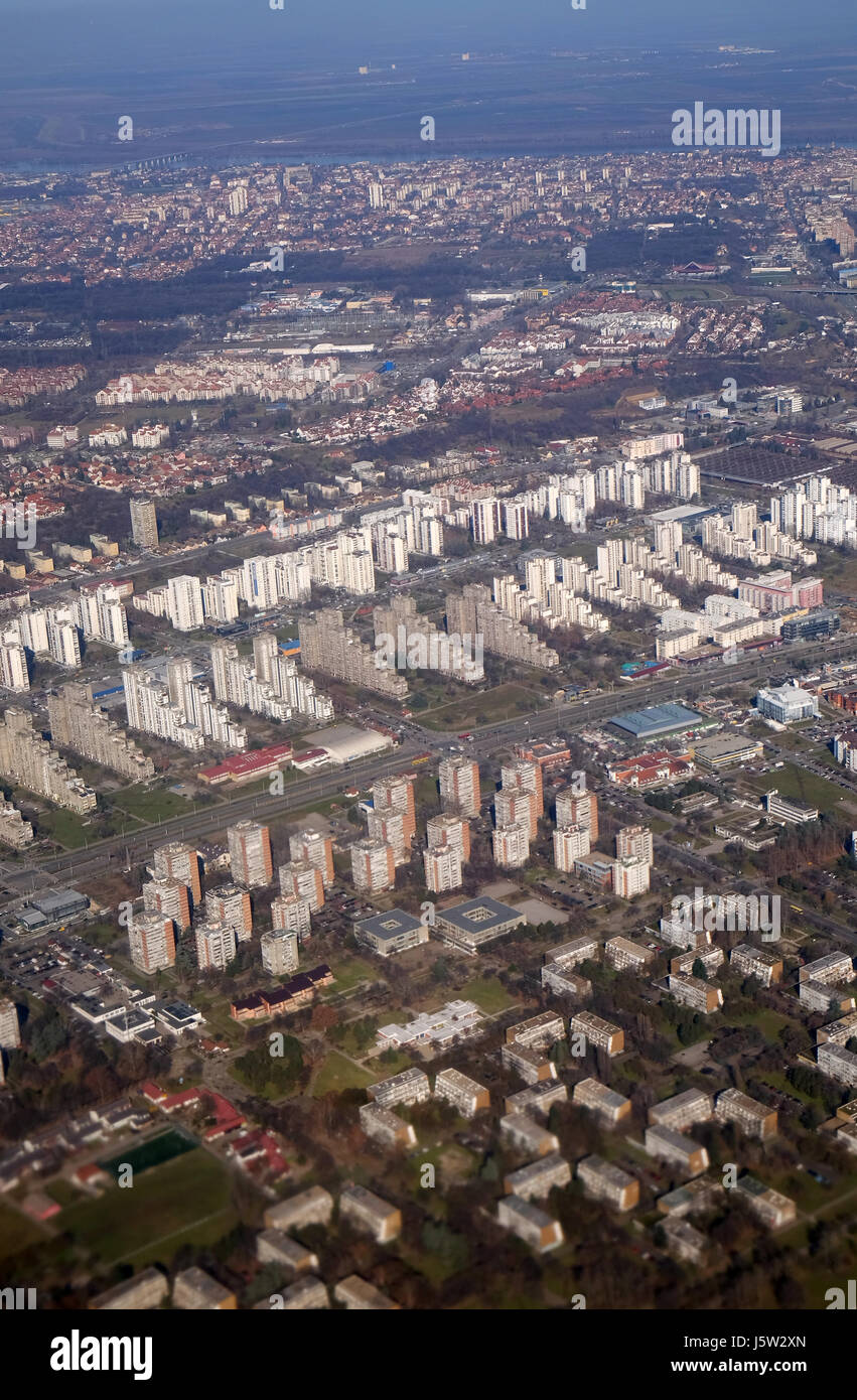 Aerial view of Belgrade, capital of Serbia, on February 06, 2016 Stock ...