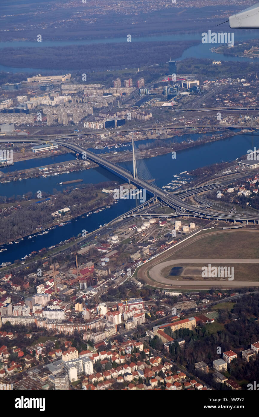 Aerial view of Belgrade, capital of Serbia, on February 06, 2016 Stock ...