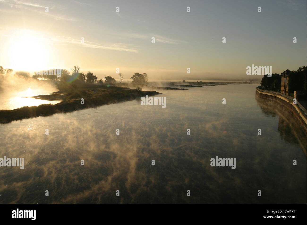 fog mood border tomorrow fog scenery countryside nature river water or ...