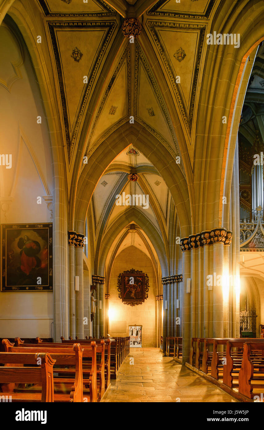 Majestic medieval church interior, Fribourg, Switzerland Stock Photo ...