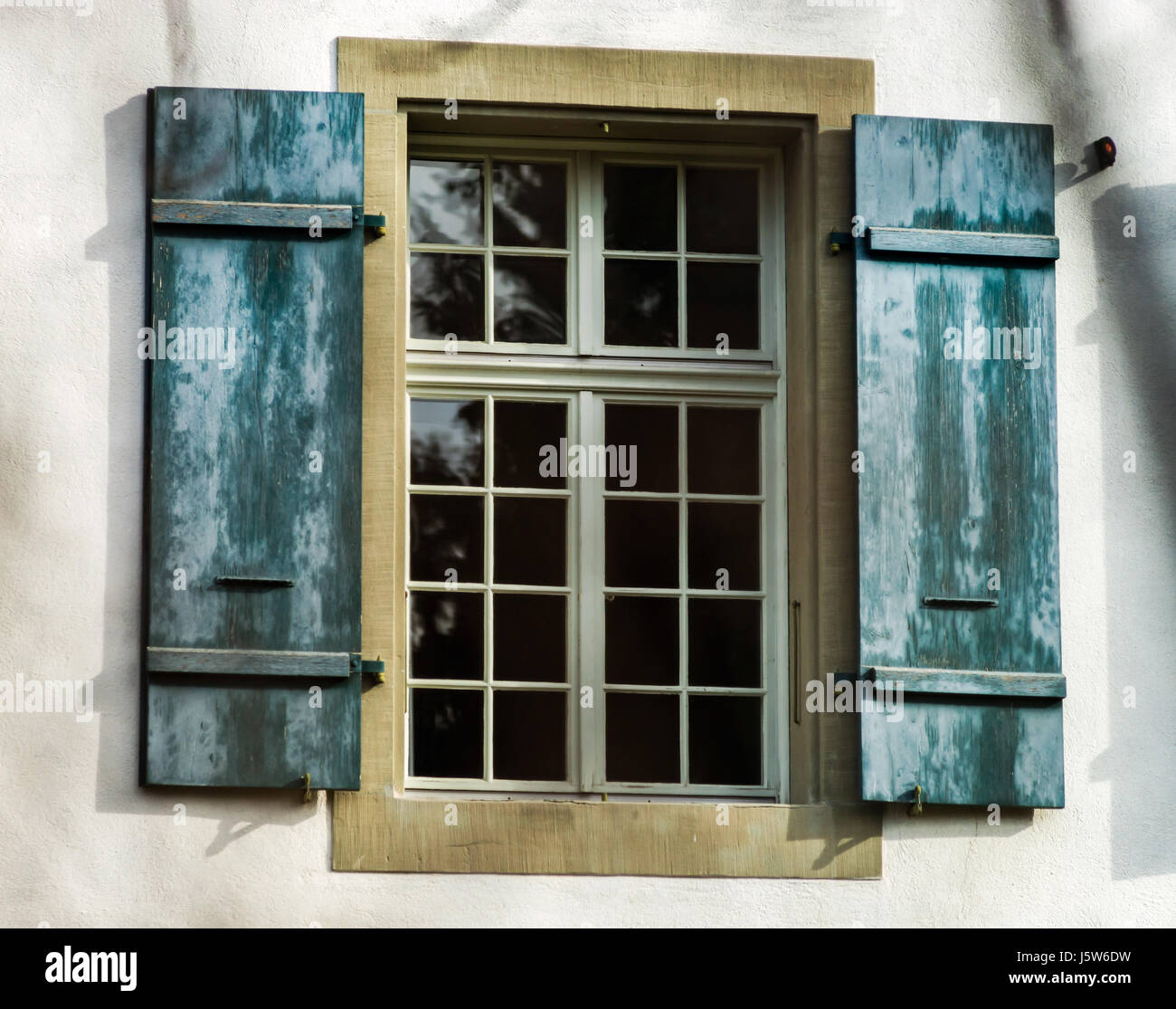 Old classic style windows of Switzerland, renovated house Stock Photo ...