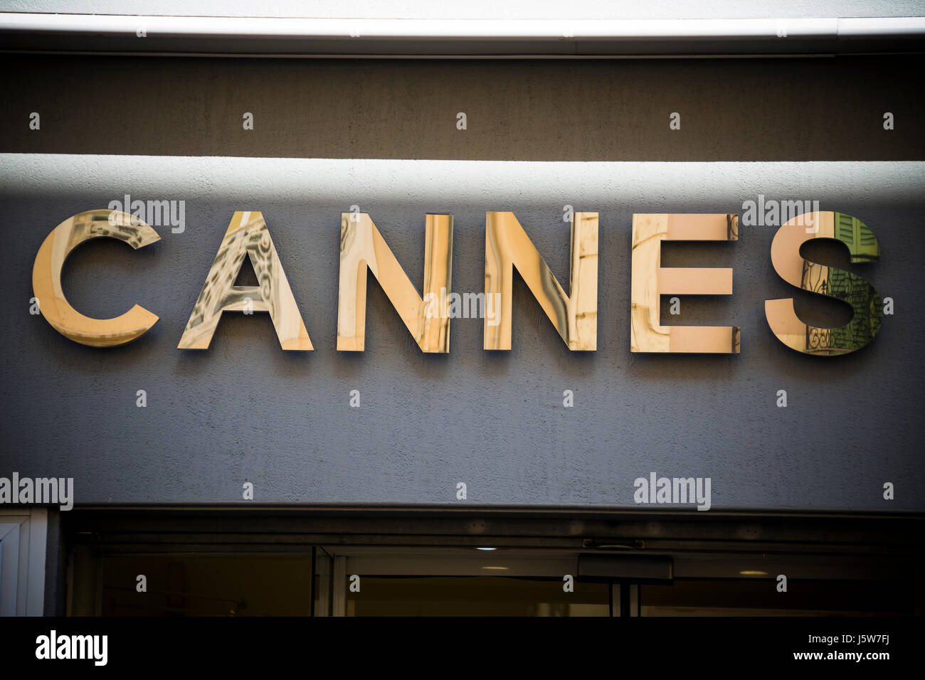 Golden Cannes sign at the luxury resort on French Riviera Stock Photo ...