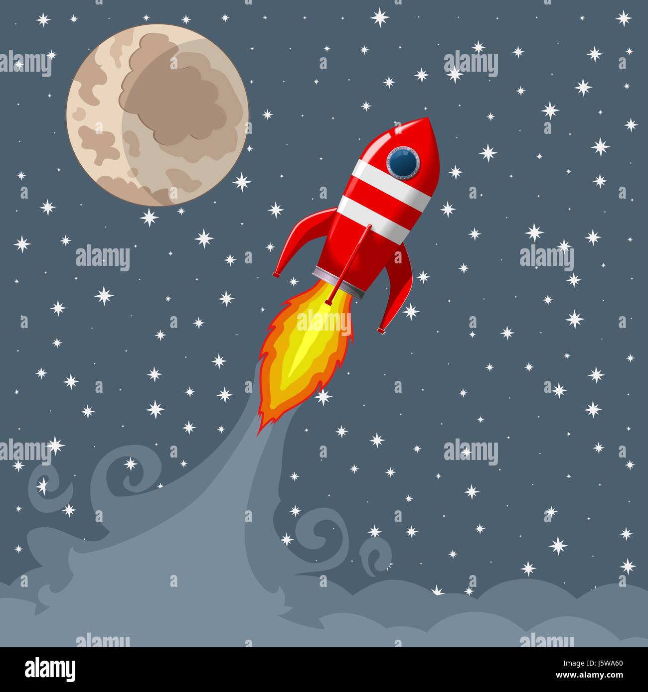 Retro Space Rocket Lifts Off Stock Vector Image & Art - Alamy