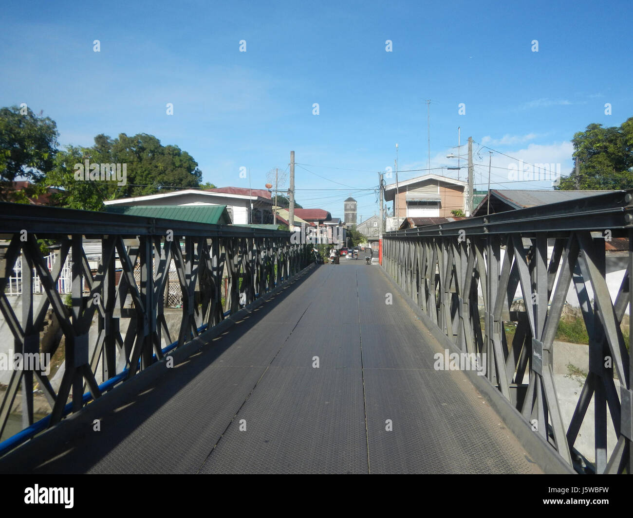 The San Vicente Bridge in San Miguel, Bulacan, crosses a river in the ...