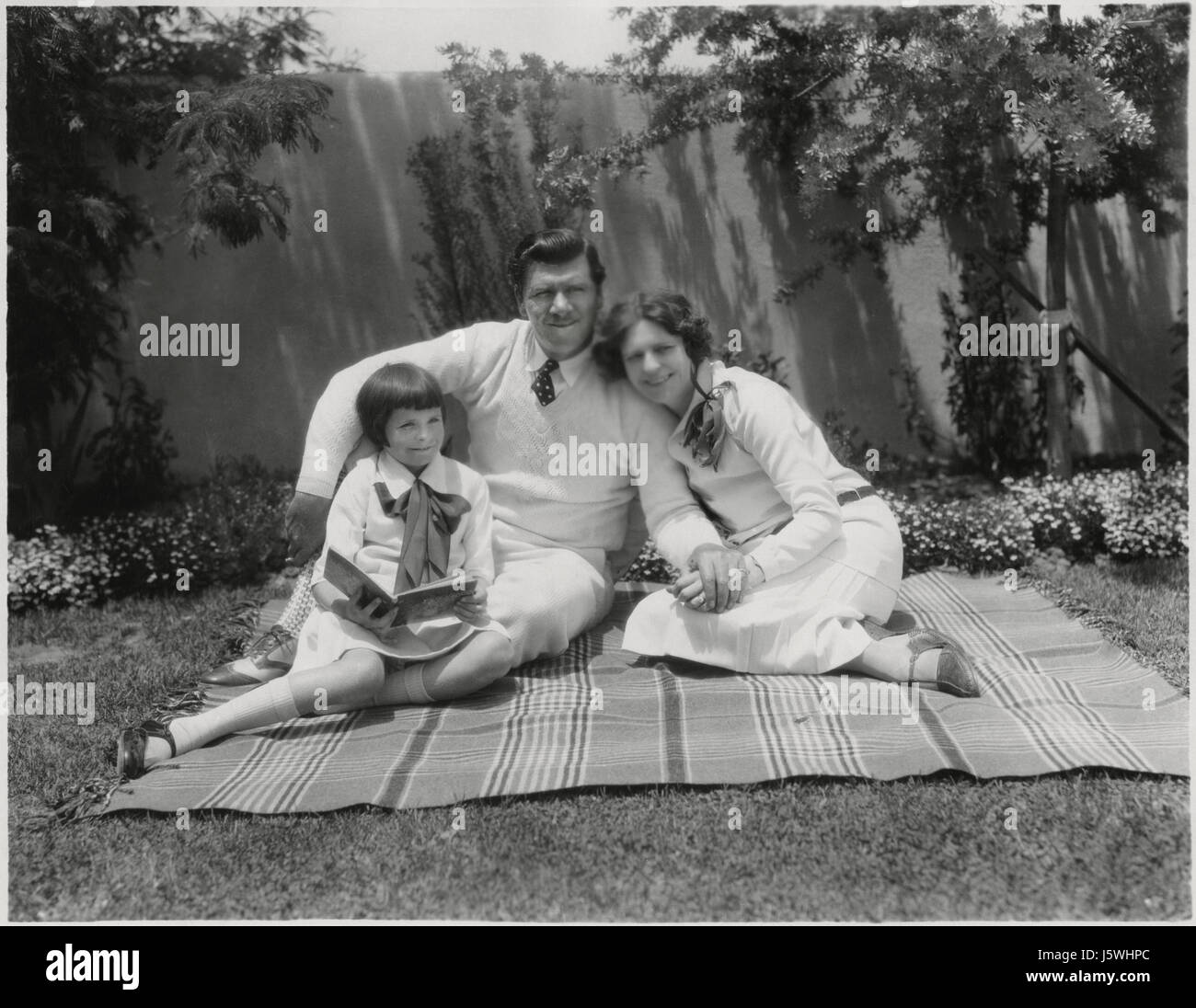 Actor George Bancroft, Portrait Sitting on Blanket with Wife Octavia ...