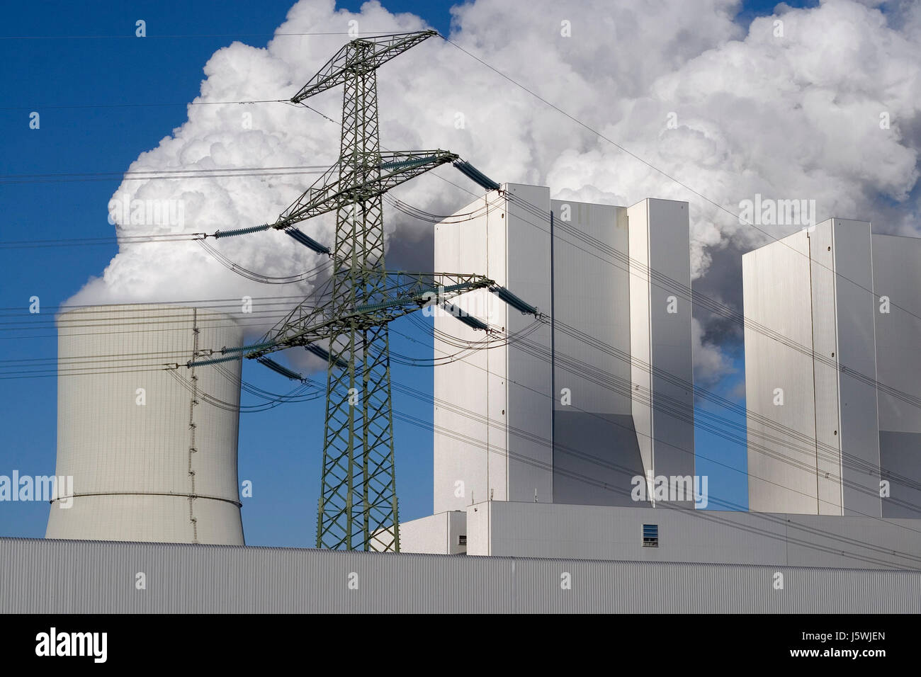 power plant with electricity pylon Stock Photo - Alamy