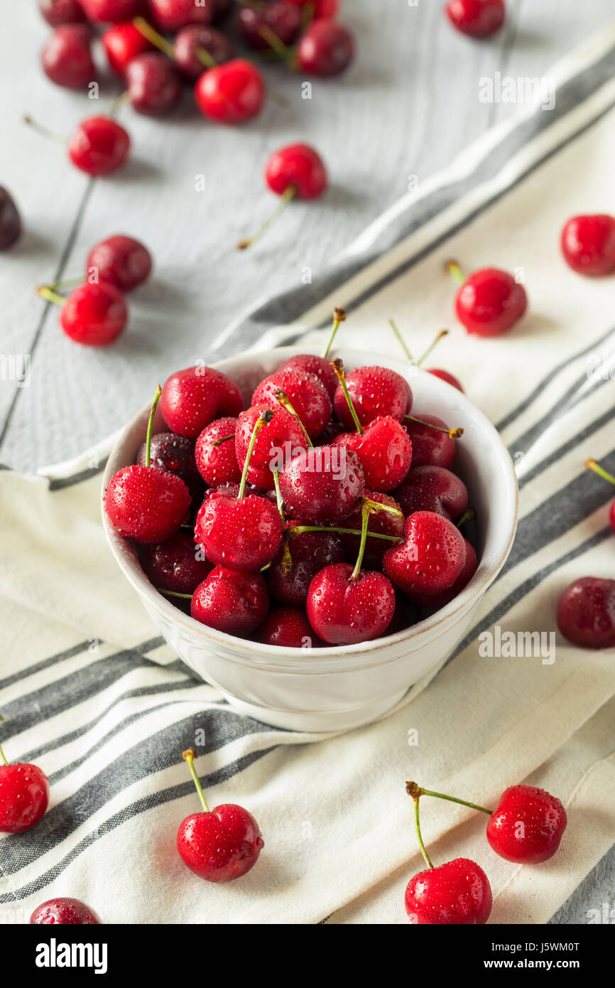 Raw Organic Red Sweet Cherries in a Bowl Stock Photo - Alamy